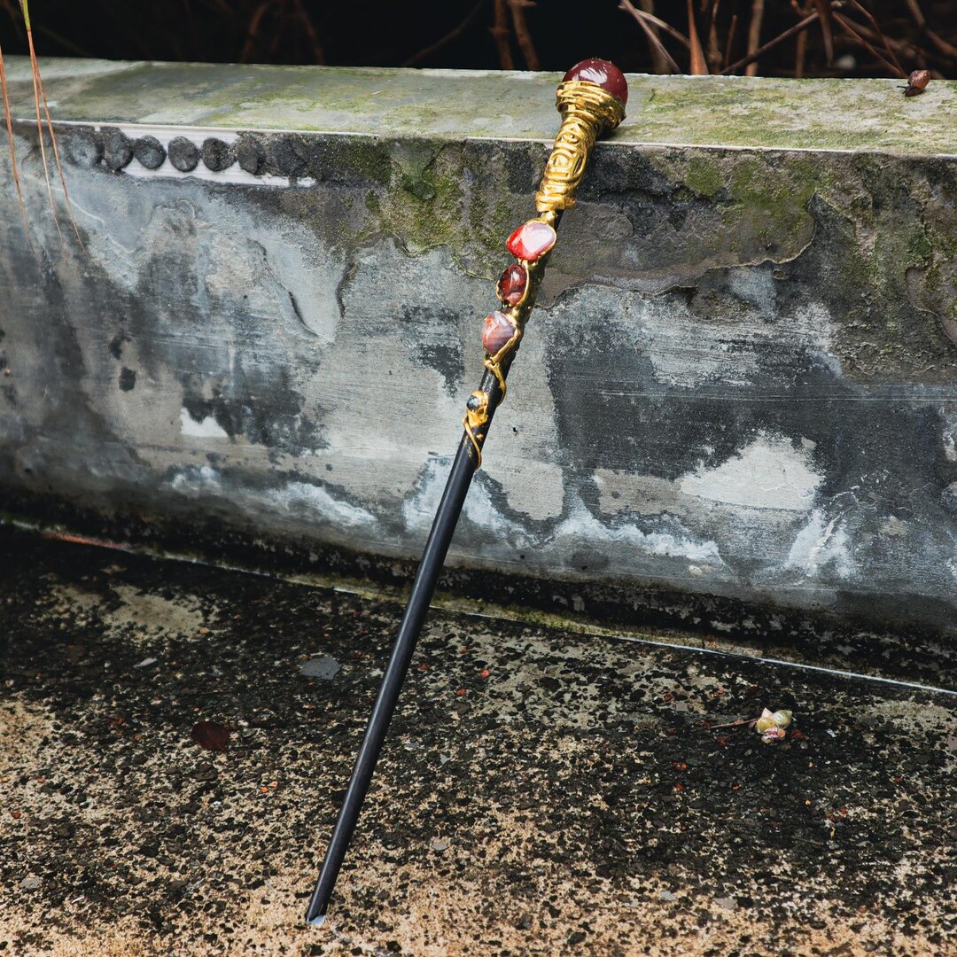 Red Agate Magic Wand,crystal Healing Scepter,wood Wand,handmade Witch ...