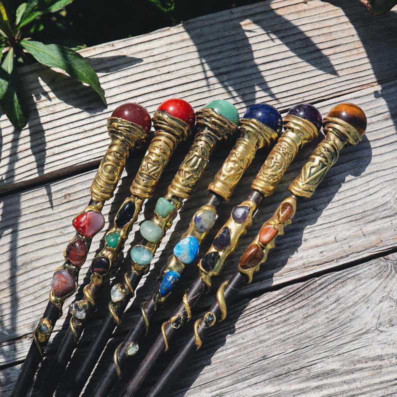 Six-colored Crystal Wand,handmade Magic Wand,healing Crystal Scepter ...