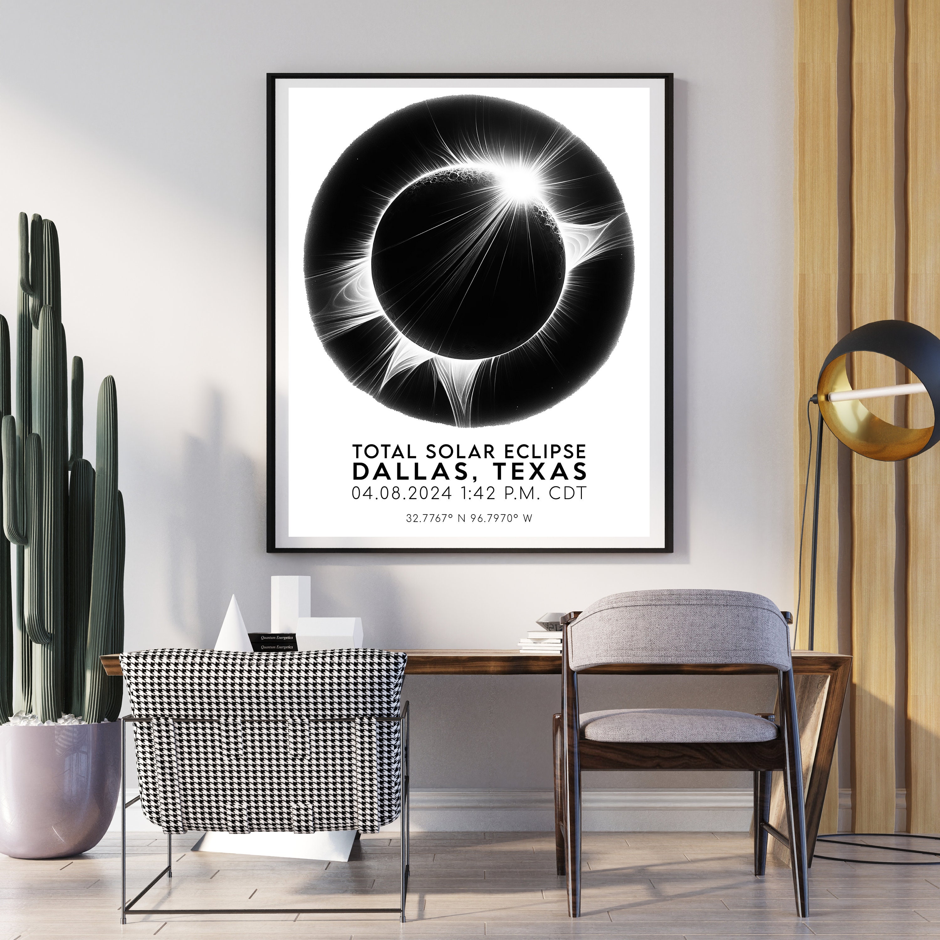 Dallas Texas Solar Eclipse Poster Map 2024 American Totality Art Print ...