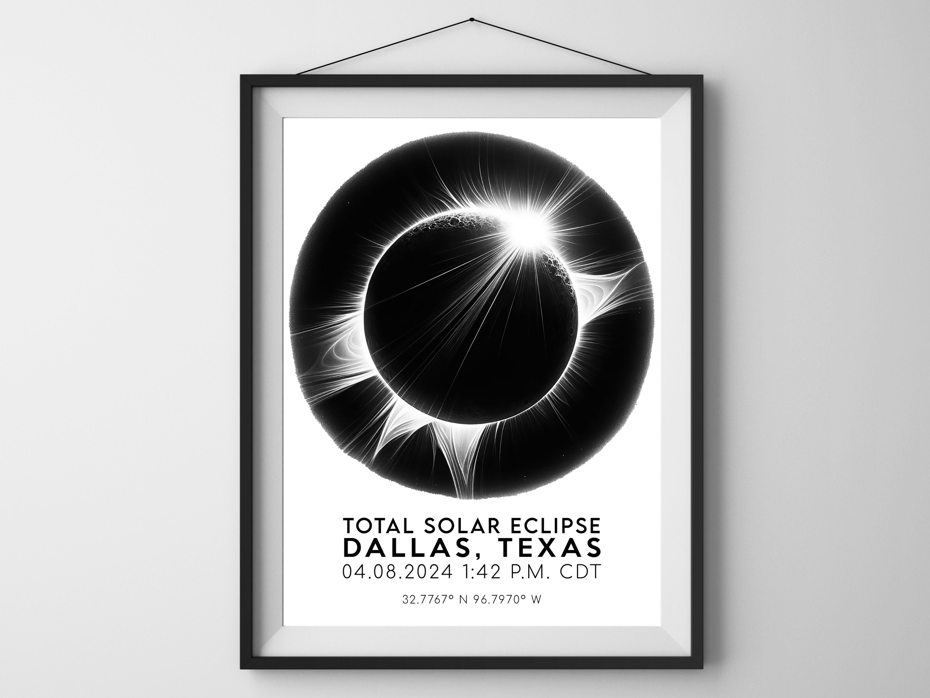Dallas Texas Solar Eclipse Poster Map 2024 American Totality Art Print ...