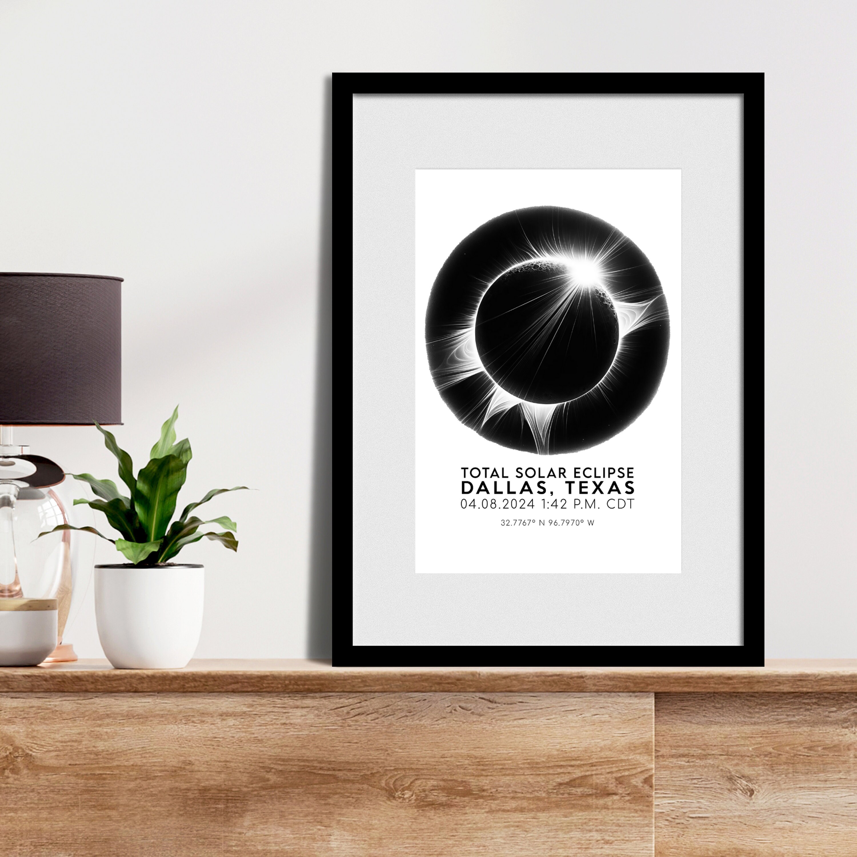 Dallas Texas Solar Eclipse Poster Map 2024 American Totality Art Print ...
