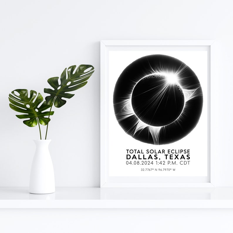 Dallas Texas Solar Eclipse Poster Map 2024 American Totality Art Print ...