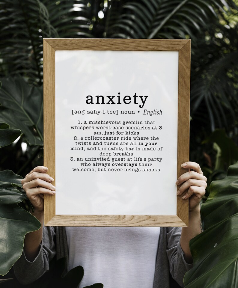 Anxiety Definition Poster, Anxiety Wall Art, Words to Live By ...