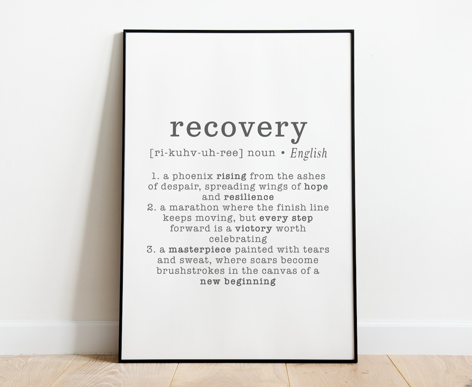 Recovery Definition Print Self Care Wall Art Inspirational Poster ...