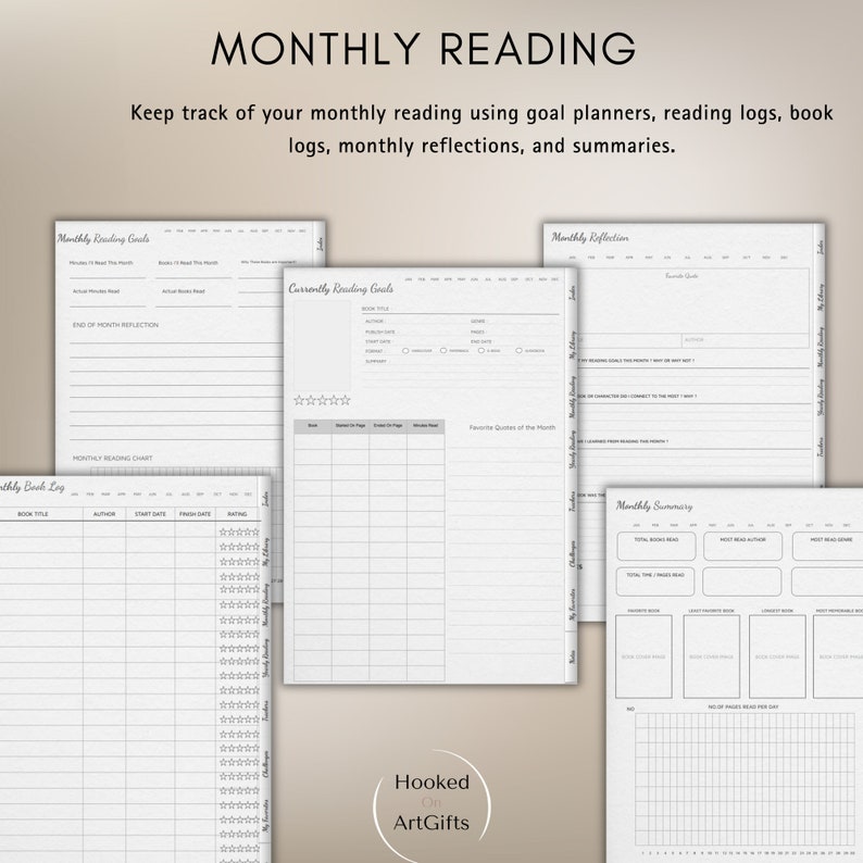 Digital Reading Journal - Reading Planner Journal With Book Review for ...
