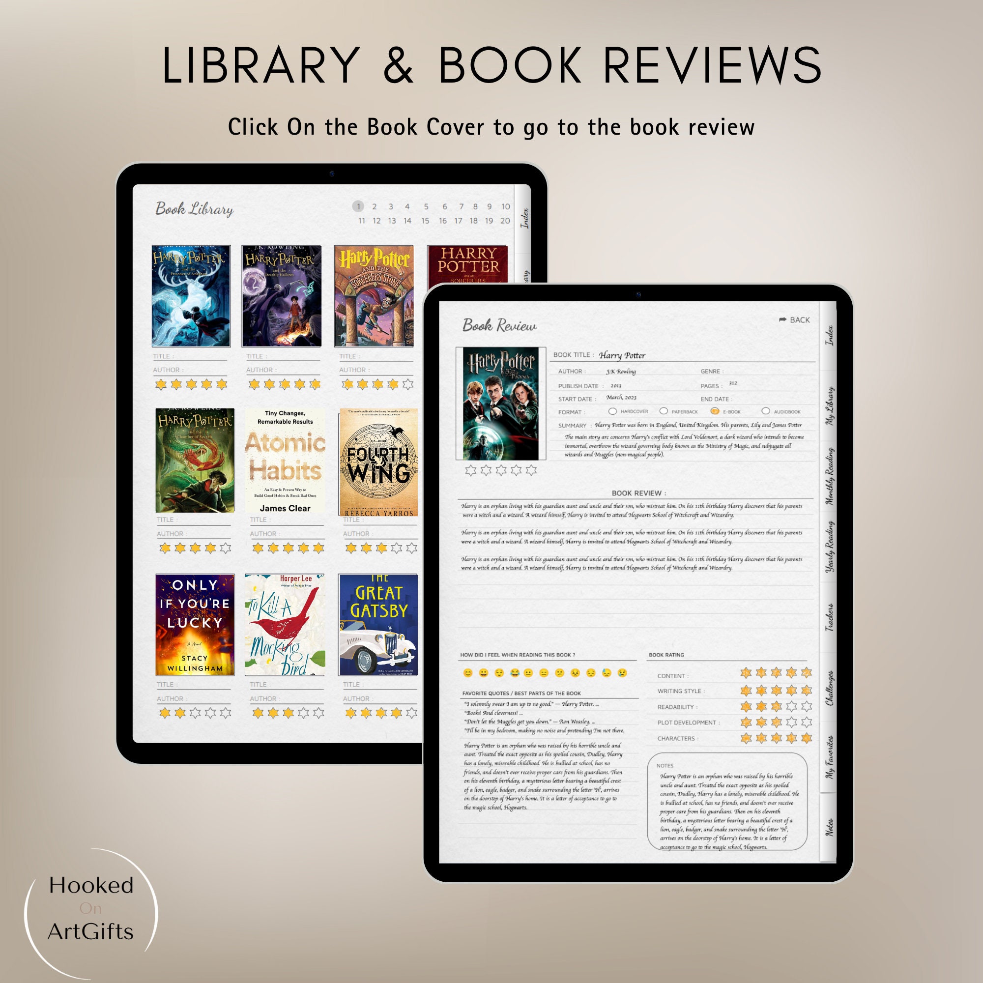 Digital Reading Journal - Reading Planner Journal With Book Review for ...