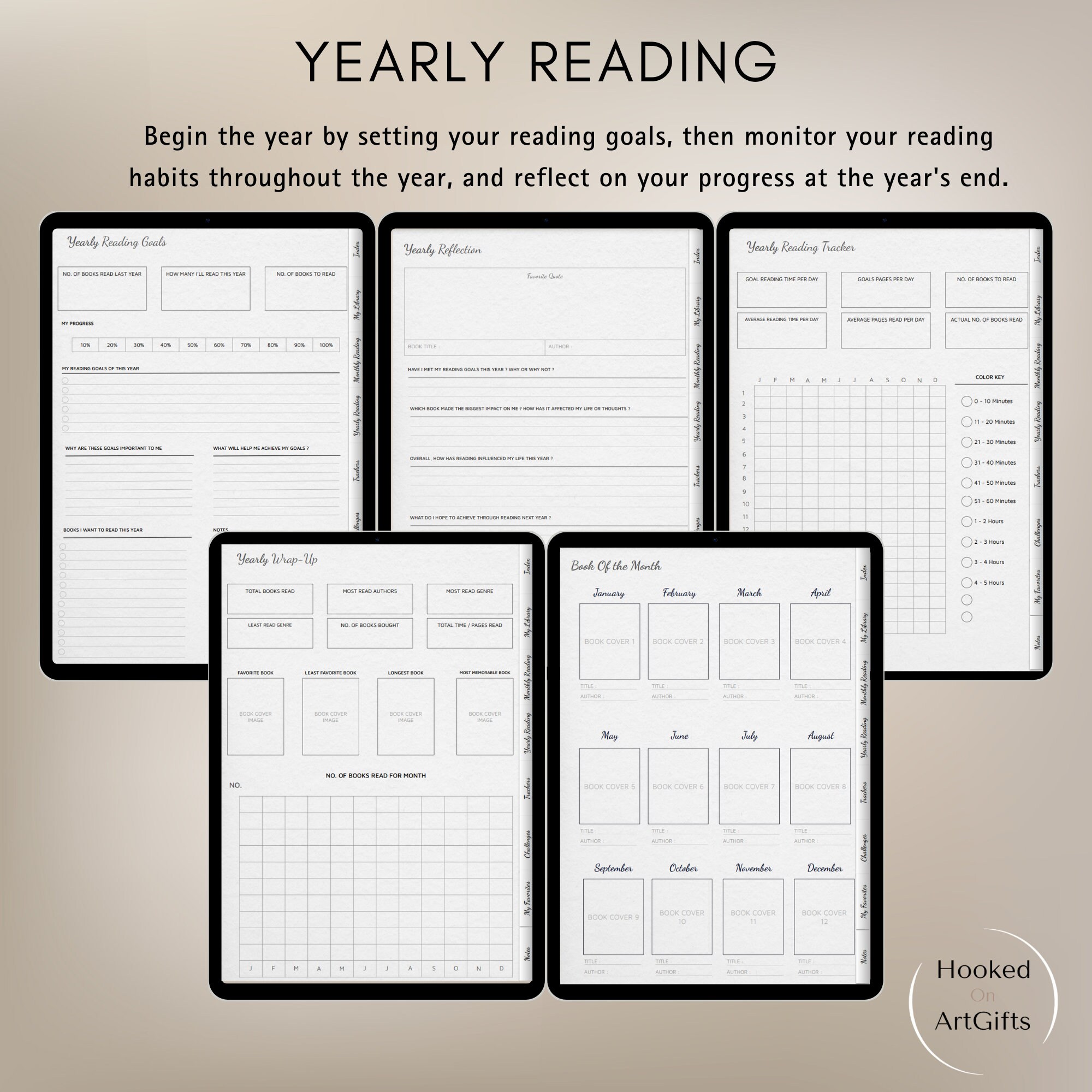 Digital Reading Journal - Reading Planner Journal With Book Review for ...