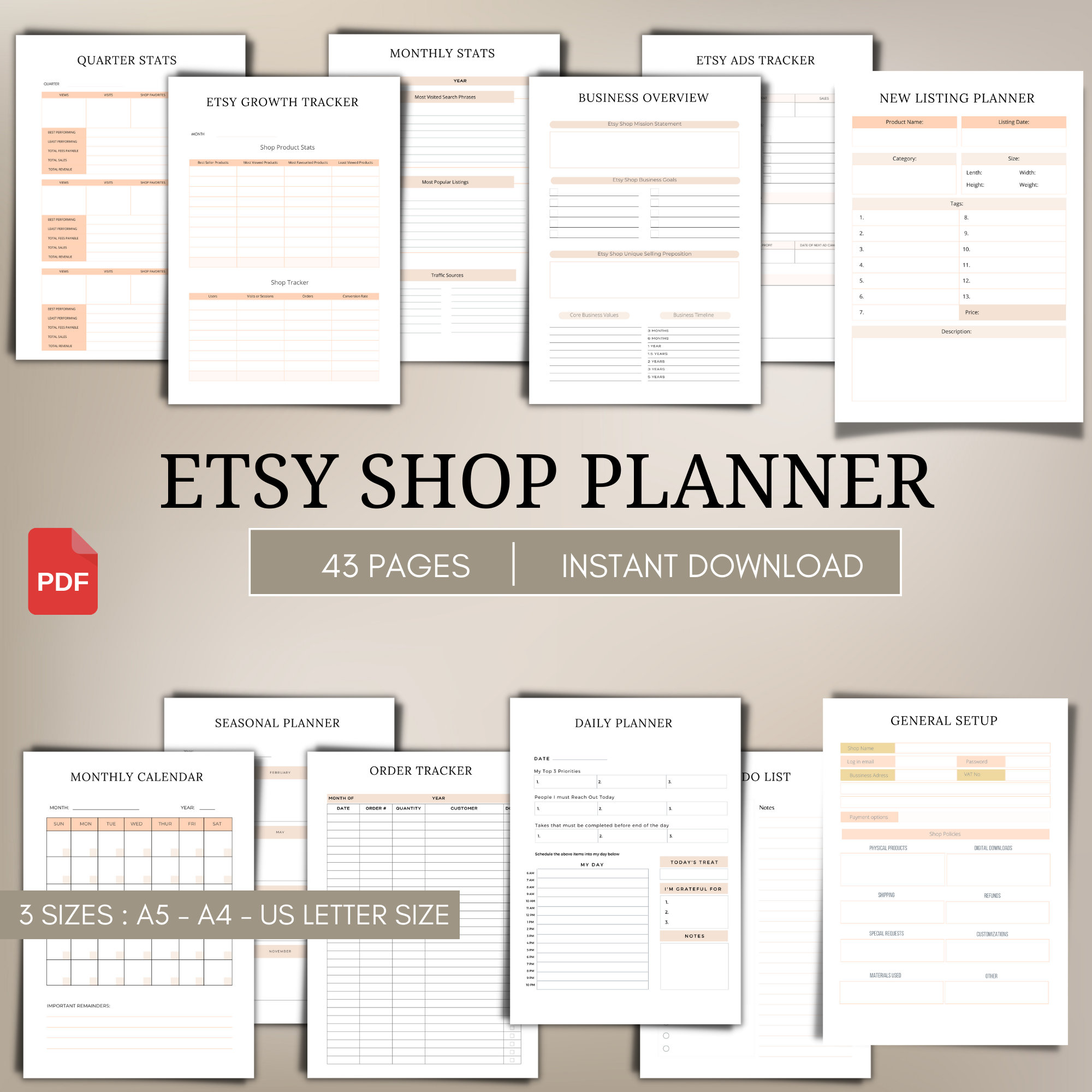 Etsy Shop Planner Printable | Digital Business Planner | Sell on Etsy ...