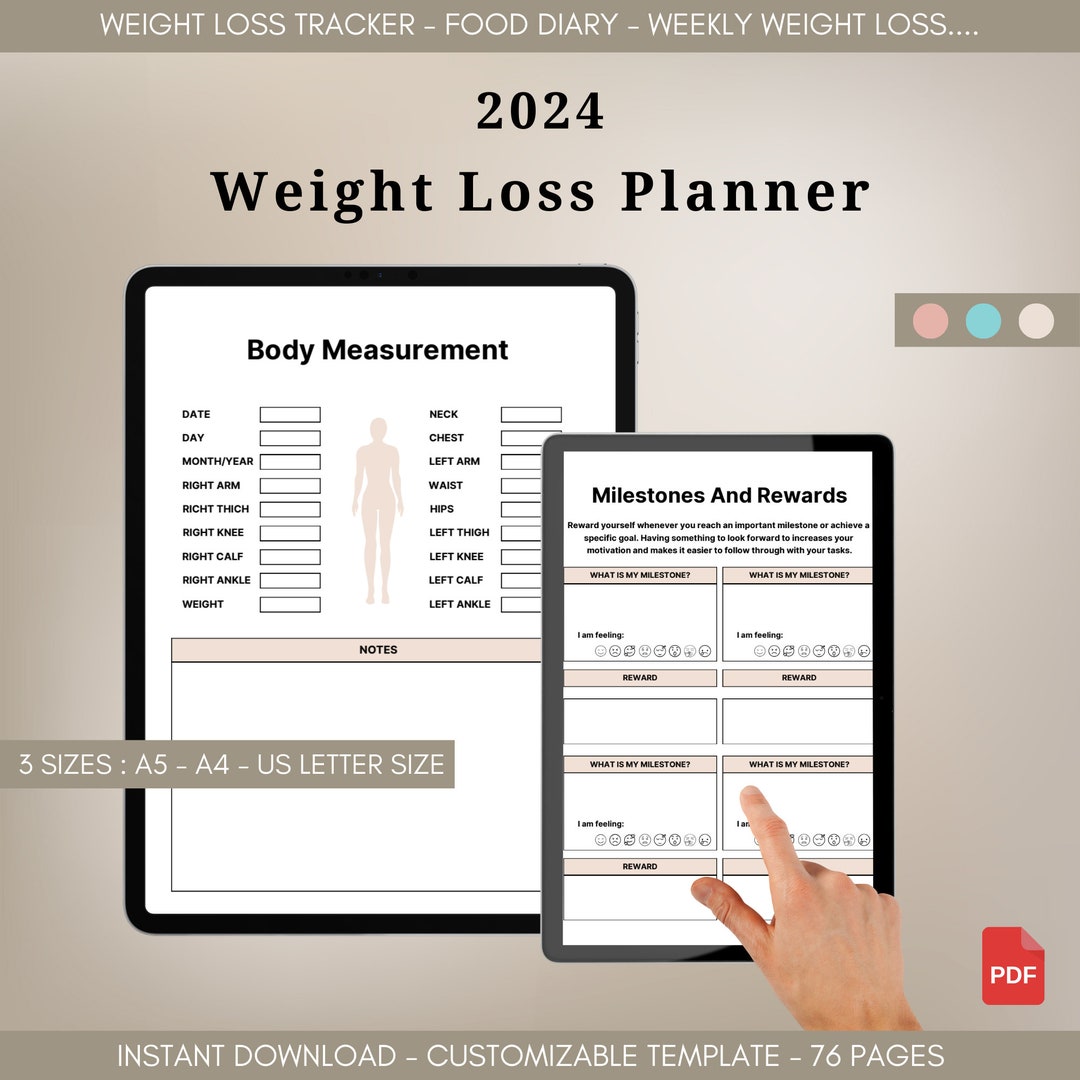 Weight Loss Planner Printable - Weight Loss Planner Digital - Editable ...