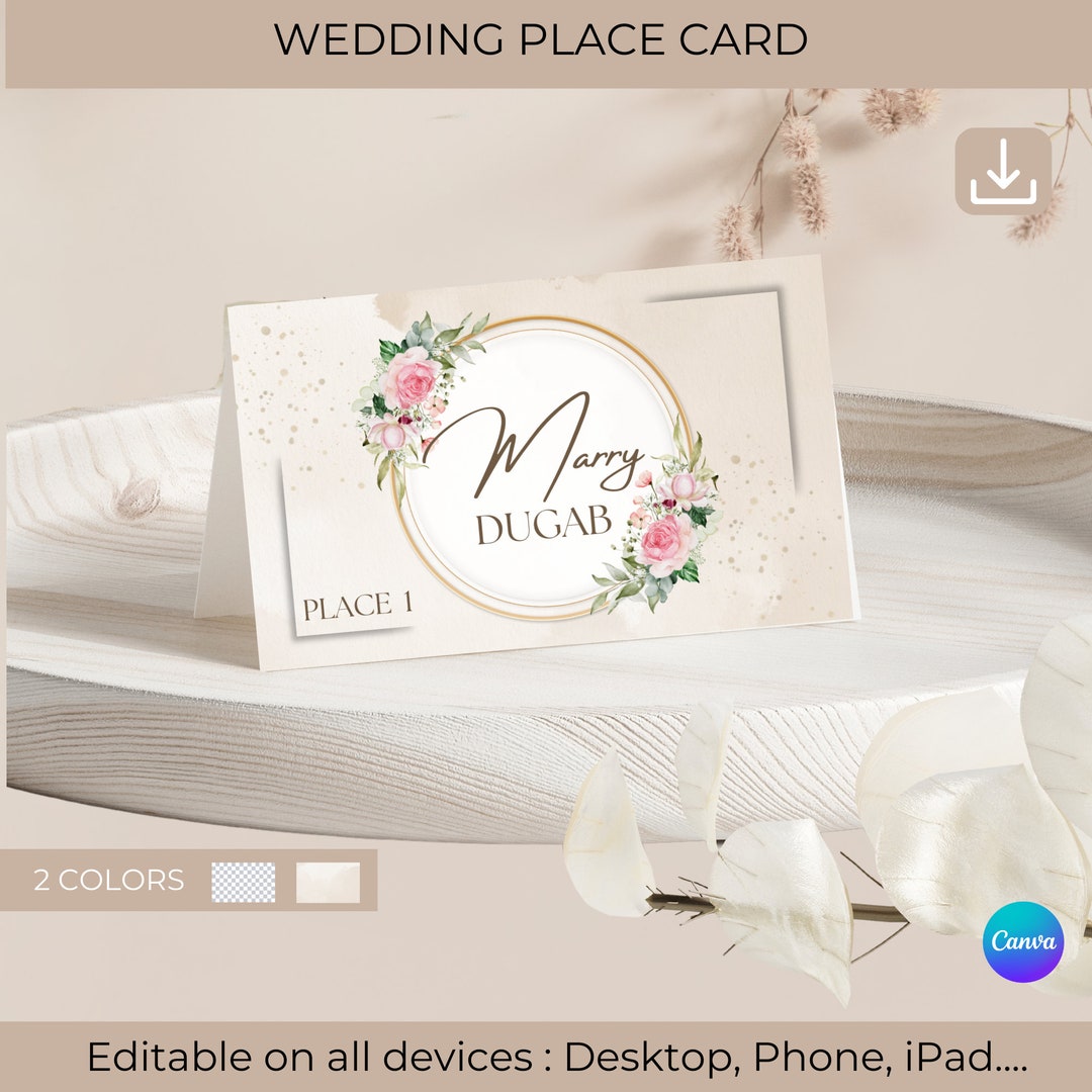 Wedding Place Card Template, AVERY Card 5302, Printable Seat Cards ...