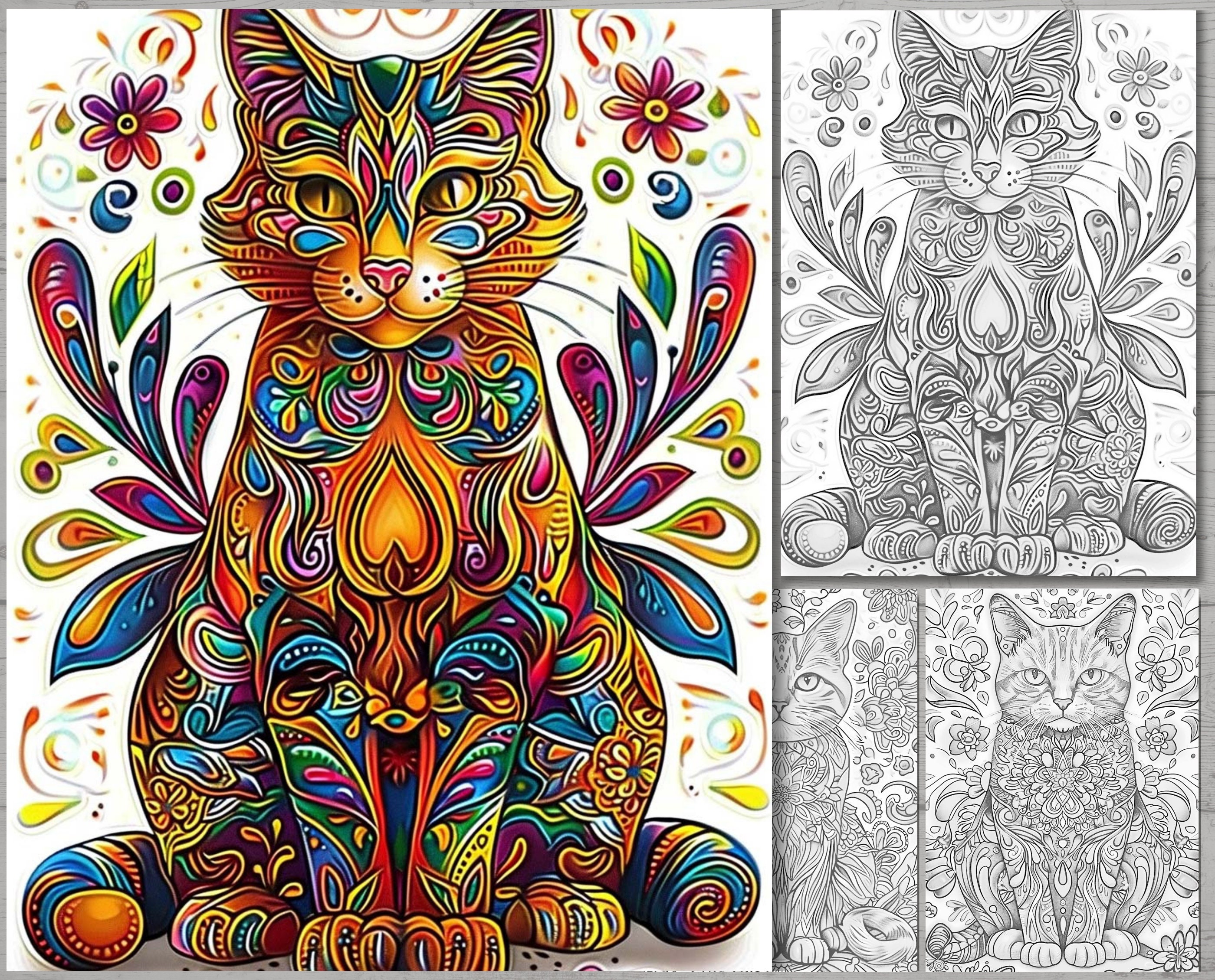 Whimsical Cats Mandala Coloring Book: Adult & Kids (PDF Download) - Etsy