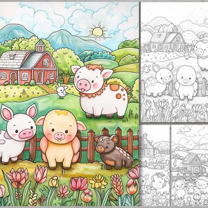 Cute Kawaii Farm Animals Coloring Book, Amusing Kids Adult Kawaii ...