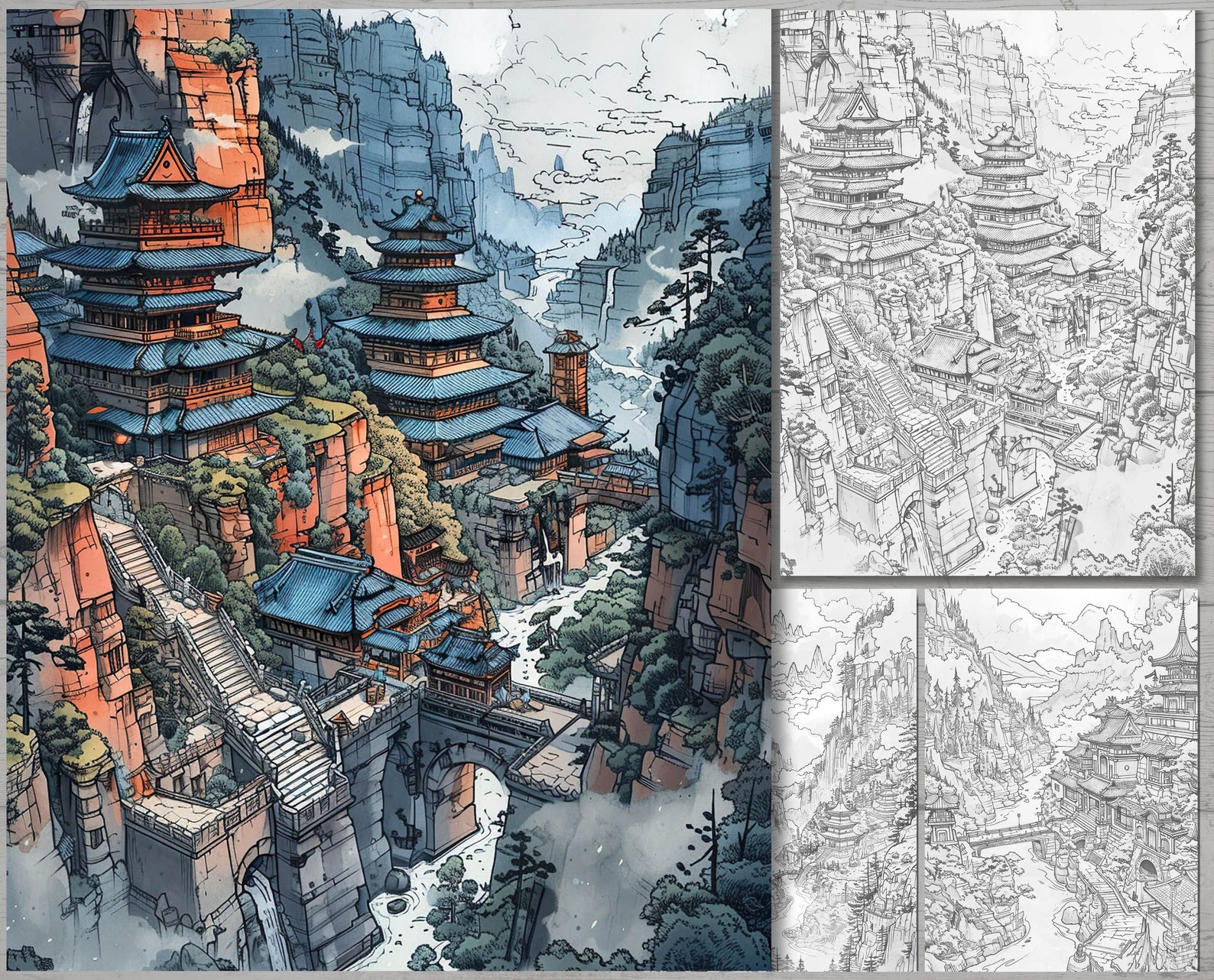 Ancient Chinese City Map Coloring Book: Traditional Town Layout ...