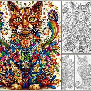 Whimsical Cats Mandala Coloring Book: Adult & Kids (PDF Download) - Etsy