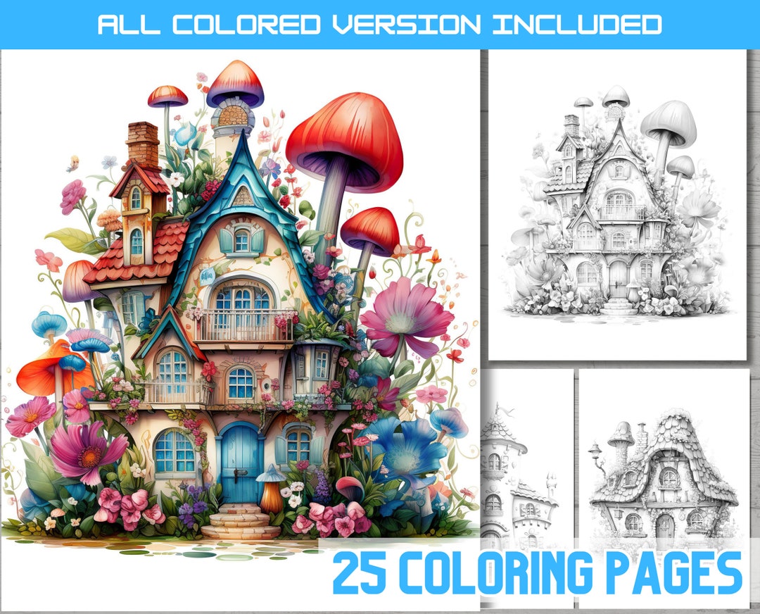 Fairy Tale House Coloring Pages, Fantasy Fairytale Cottage Coloring ...