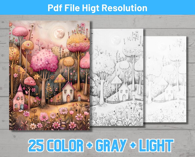 Fantasy Village Coloring Book: Enchanted Houses, Magical Landscape (PDF ...