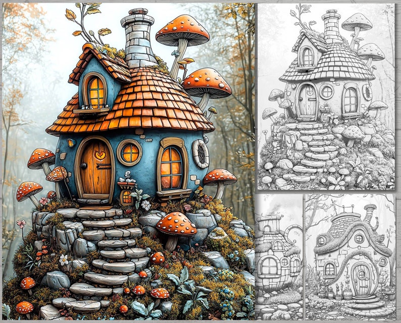 Enchanted Teapot Cottage Coloring Book: Fantasy Printable Pages ...