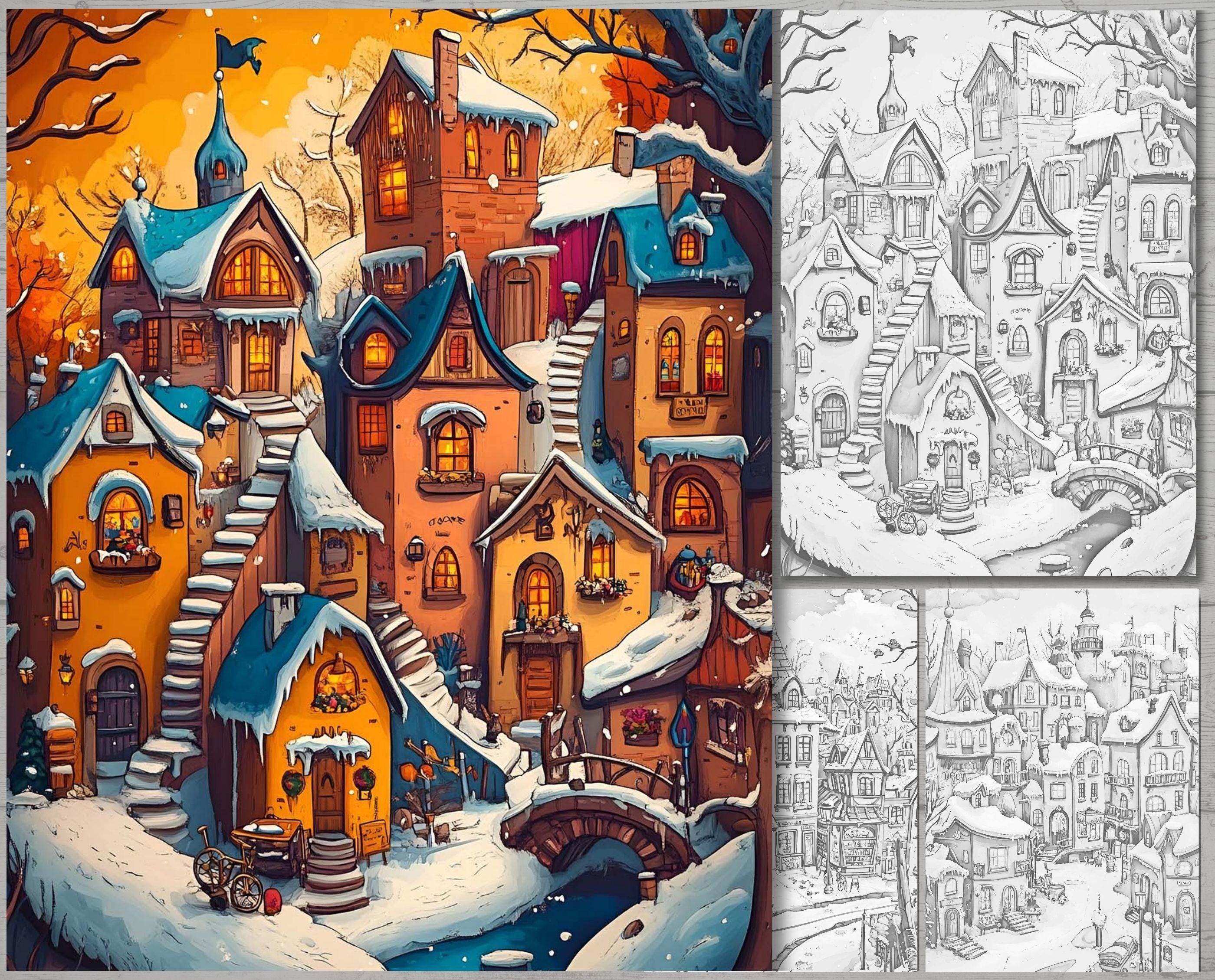 Winter Village Coloring Book: 25 Festive Christmas City Pages (PDF) - Etsy