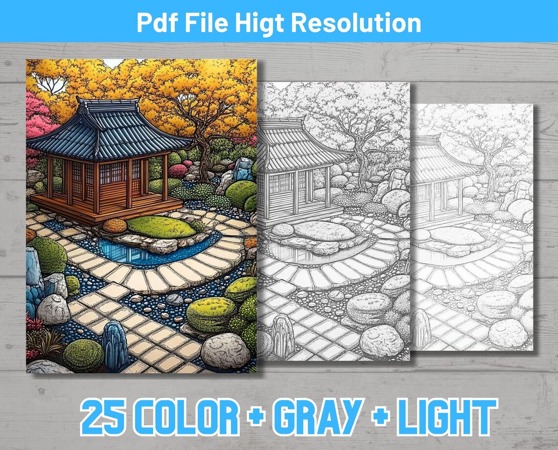 Zen Garden Coloring Book: Japanese Temple Art (printable PDF) - Etsy