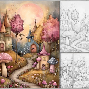 Fantasy Village Coloring Book: Enchanted Houses, Magical Landscape (PDF ...