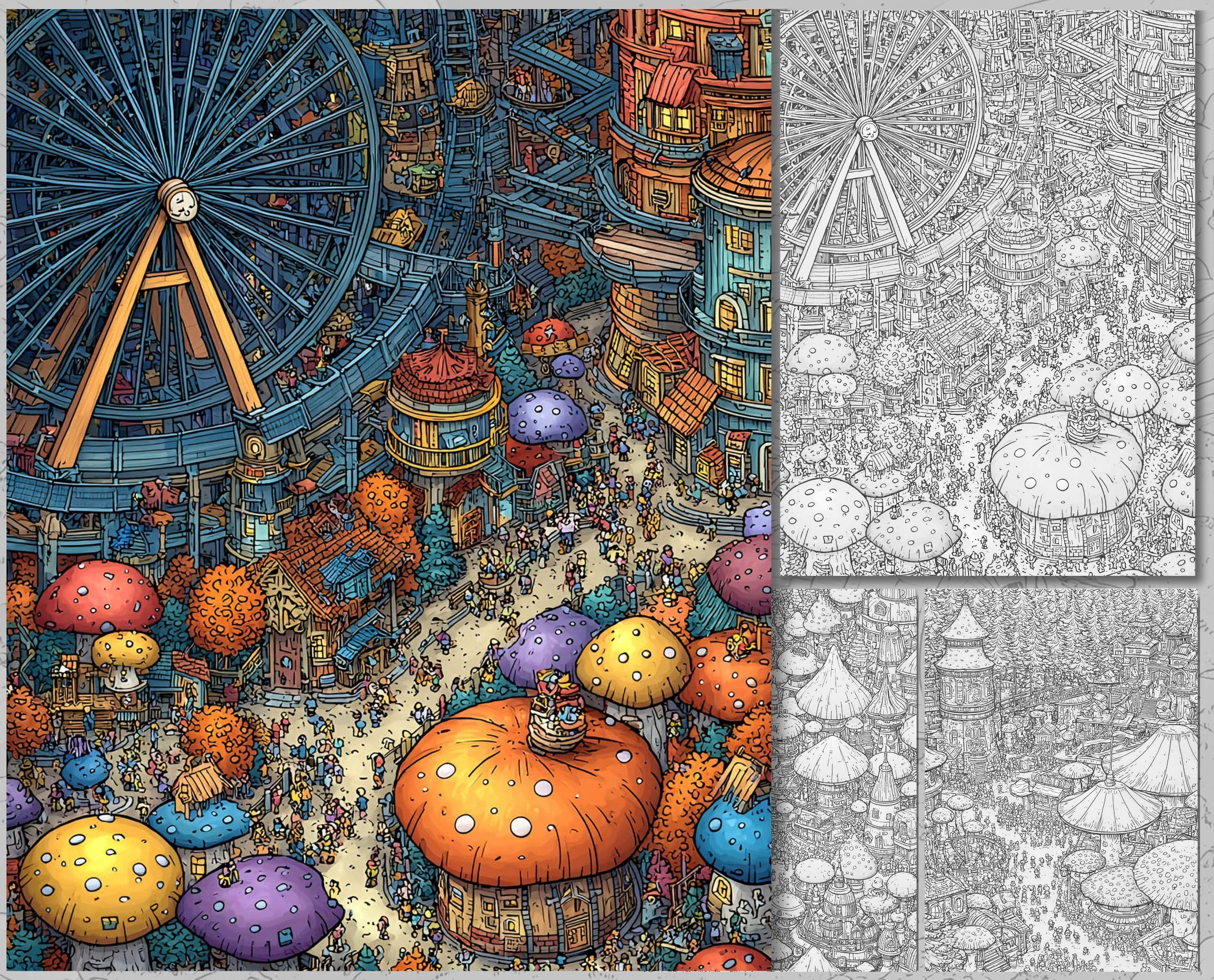 Whimsical Amusement Park Coloring Book: Fantasy Funfair Town (PDF ...