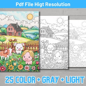 Cute Kawaii Farm Animals Coloring Book, Amusing Kids Adult Kawaii ...