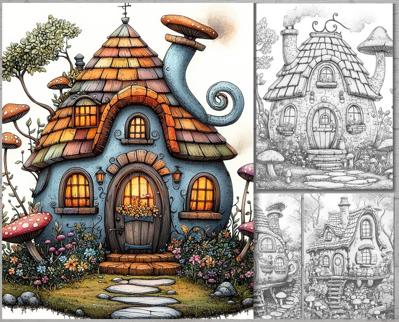 Enchanted Teapot Cottage Coloring Book: Fantasy Printable Pages ...