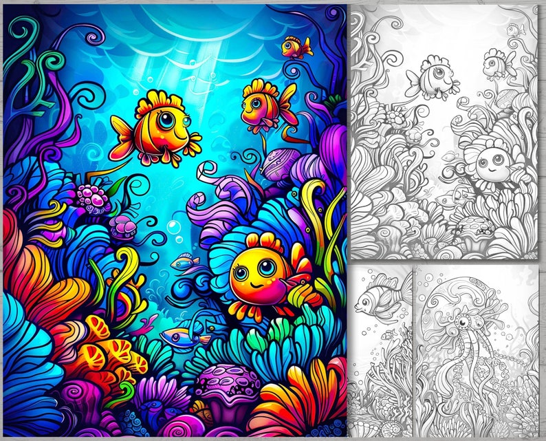 Ocean Life Coloring Book: Vibrant Marine Creatures (PDF Download) - Etsy