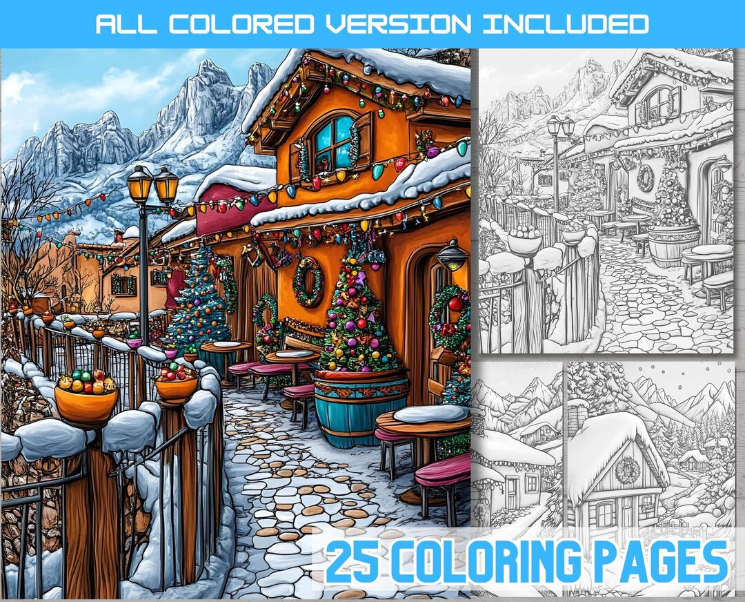 Christmas Cabin Coloring Book: 25 Festive Winter Pages (printable PDF ...