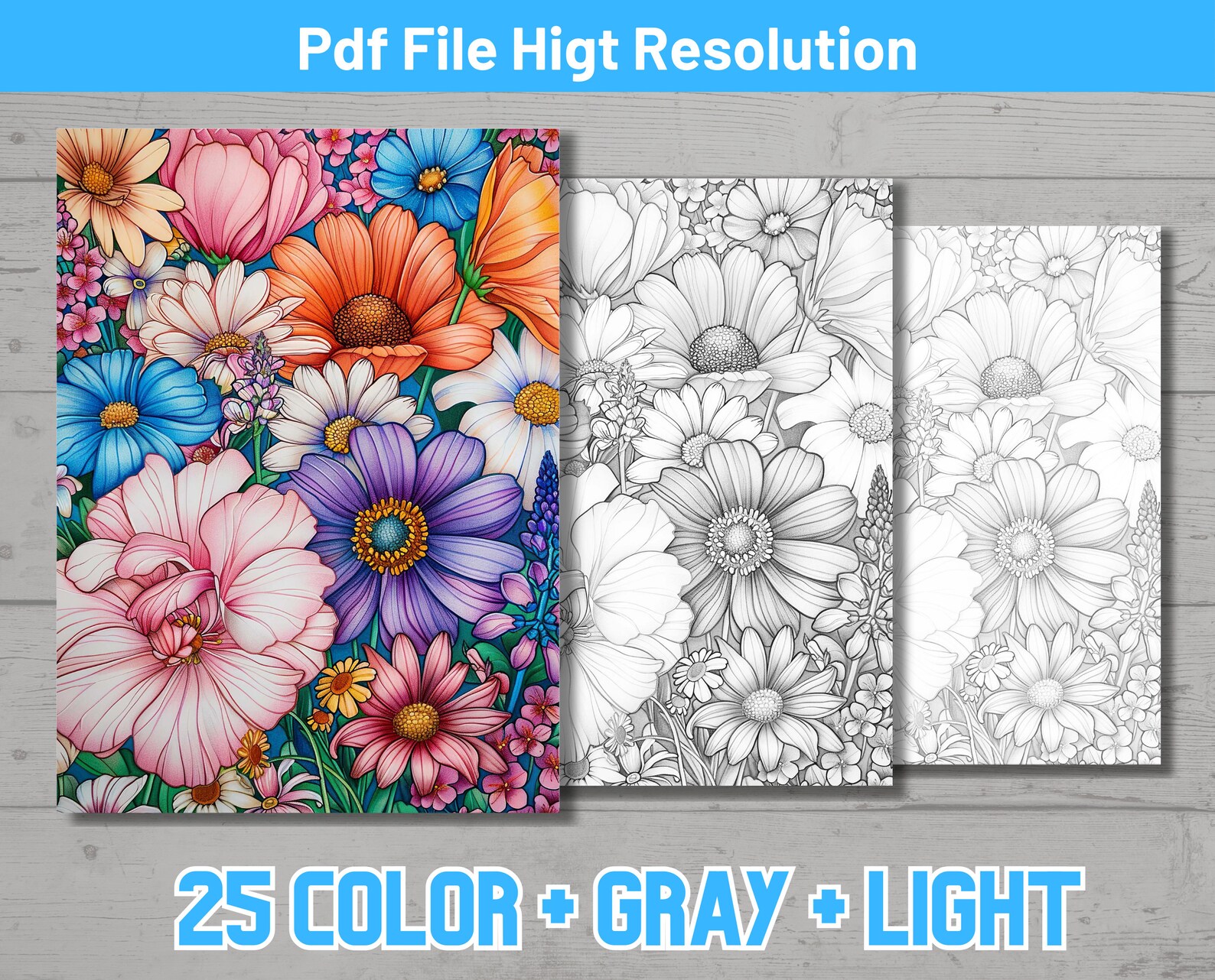 Full Color Flowers Mandala Coloring Book, Adult and Kids Flower ...