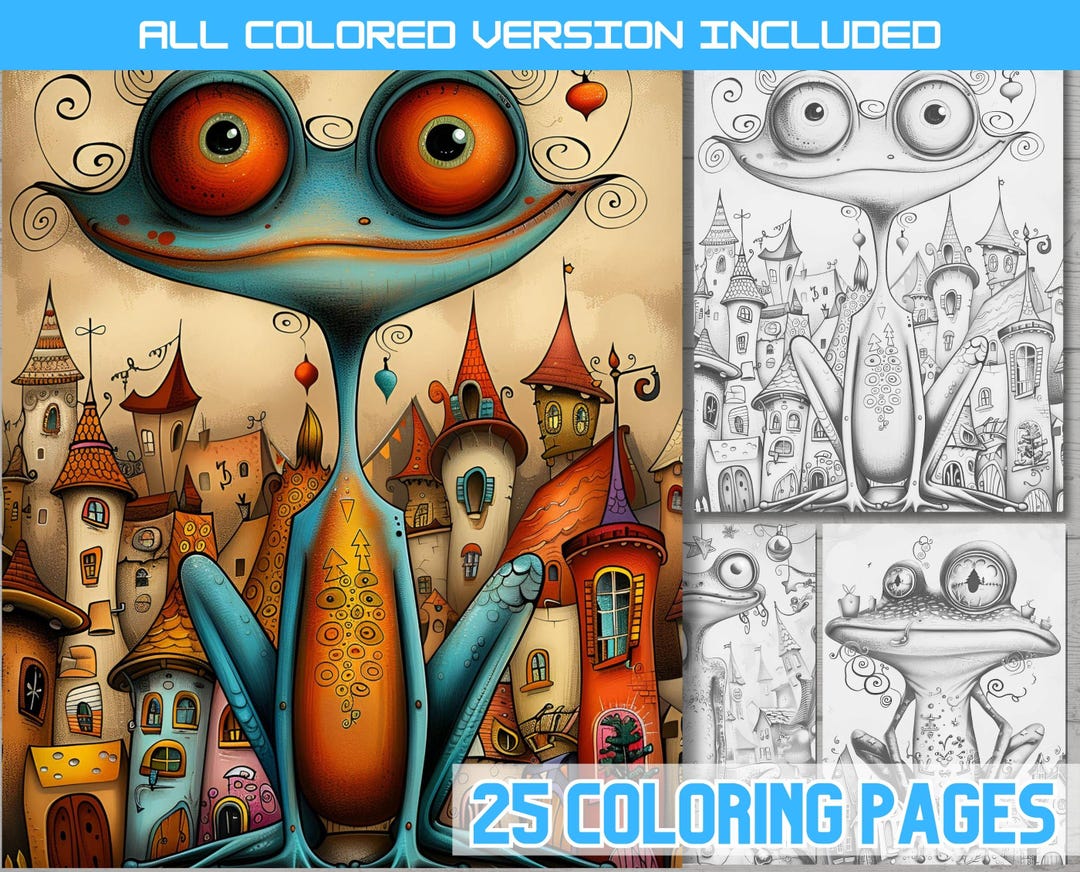 Whimsical Frog Village Coloring Book: Surreal Animal City (PDF) - Etsy