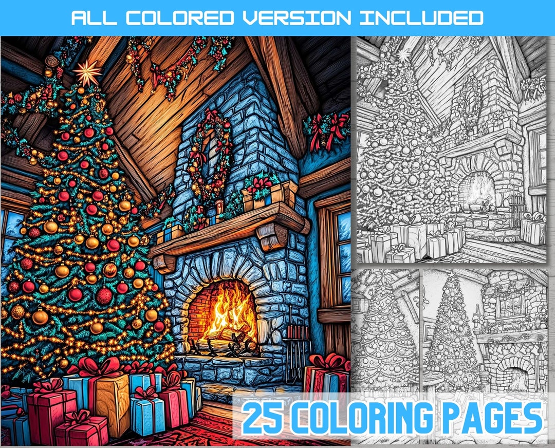 Festive Christmas Tree House Coloring Book, Holiday Coloring Pages ...
