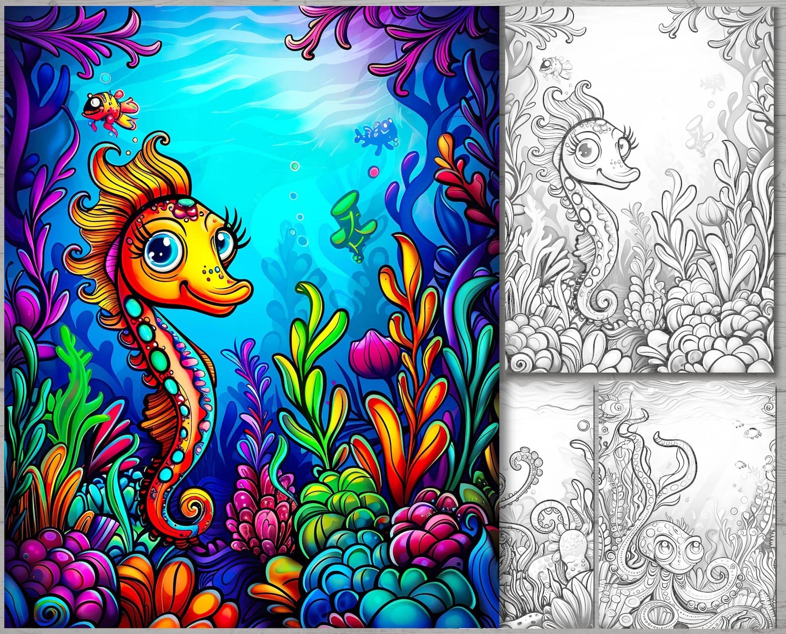 Ocean Life Coloring Book: Vibrant Marine Creatures (PDF Download) - Etsy