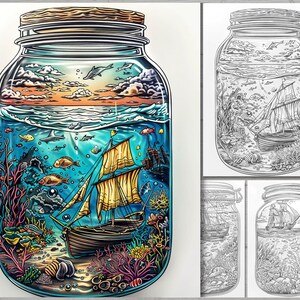 Sea in a Jar Coloring Book: Nautical Marine Life (PDF Download) - Etsy