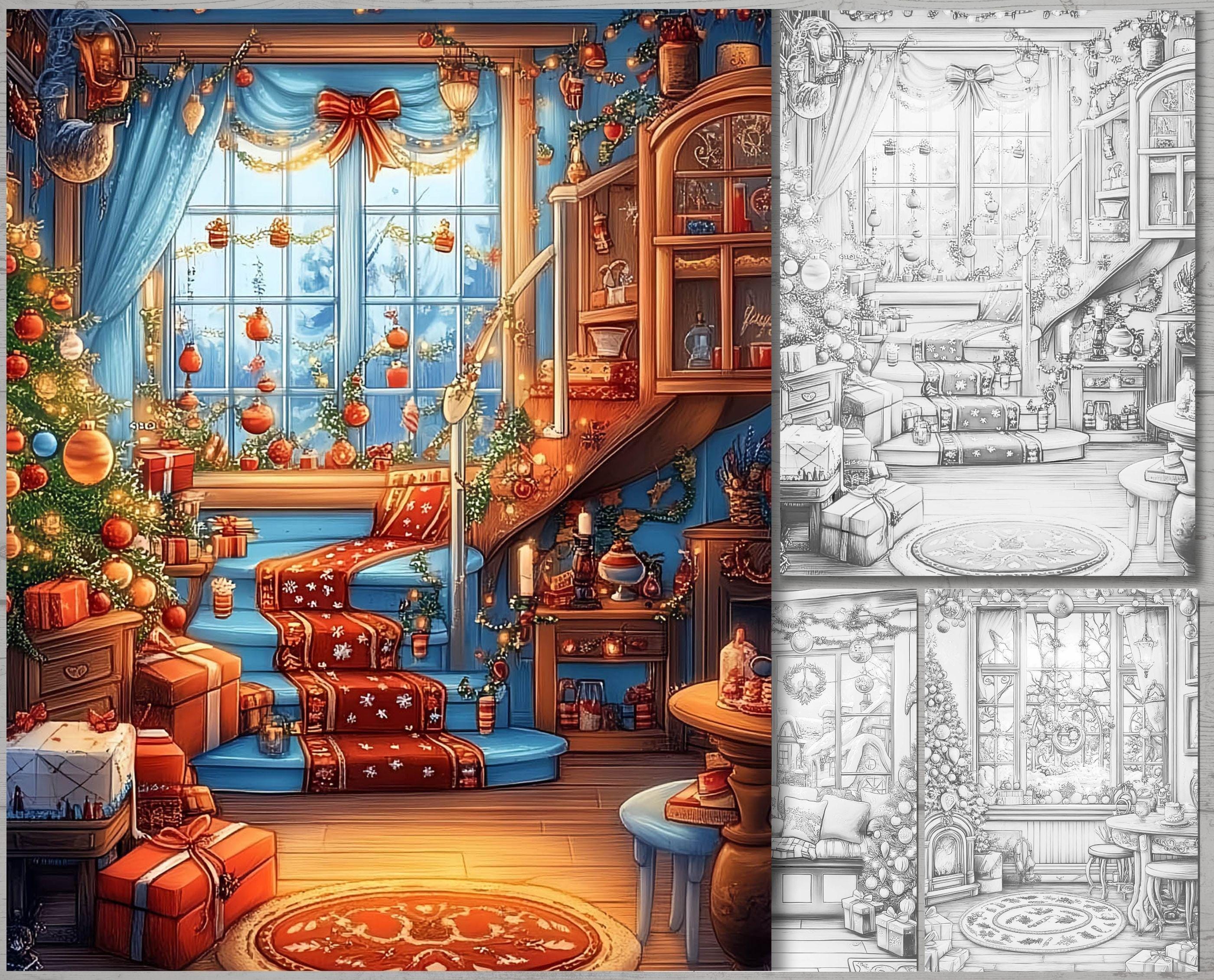 Christmas Interiors Coloring Book: Festive Holiday Homes (PDF Download ...