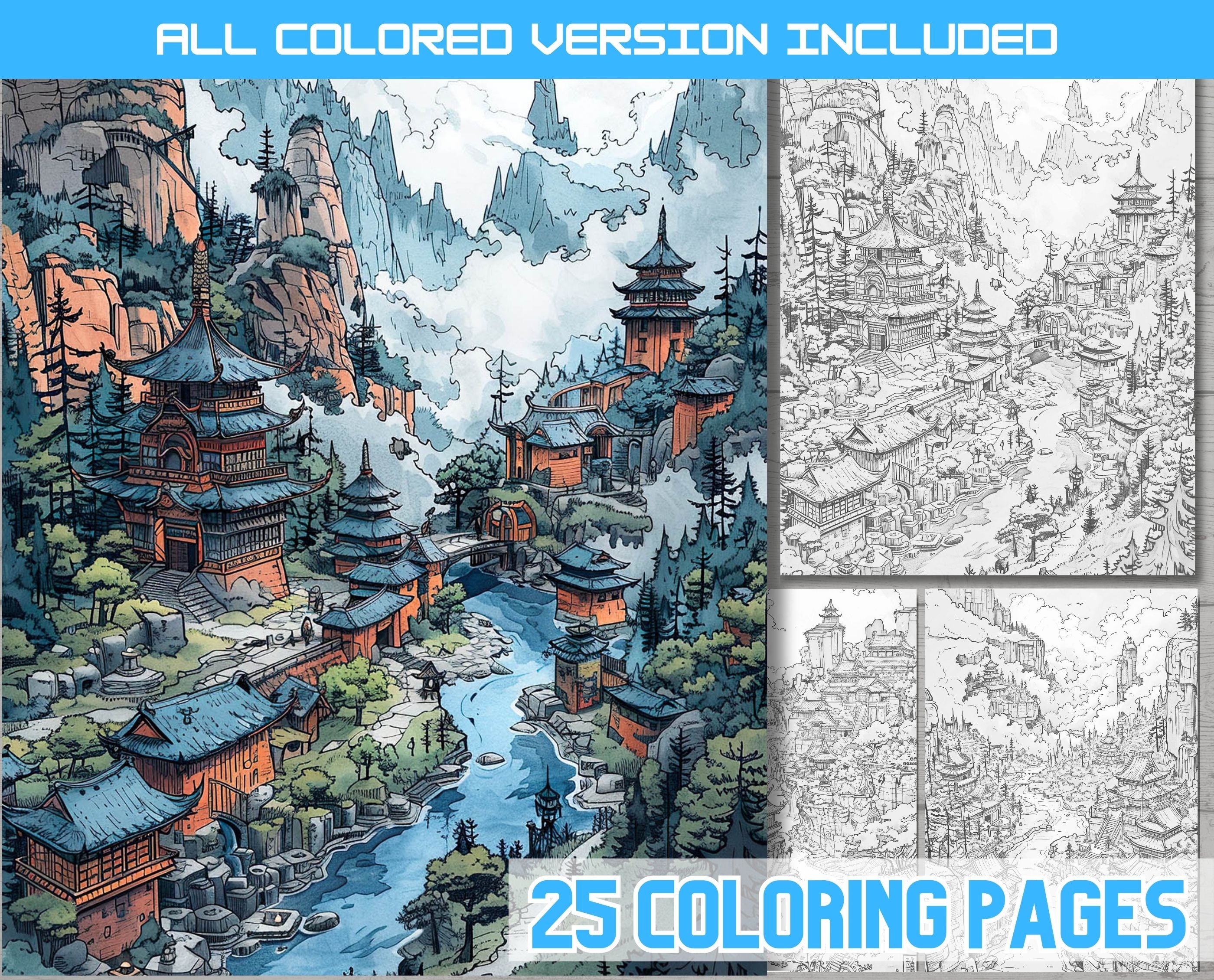 Ancient Chinese City Map Coloring Book: Traditional Town Layout ...