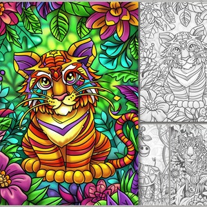 Animals Mandala Coloring Book: Full Color & Grayscale (PDF Download) - Etsy