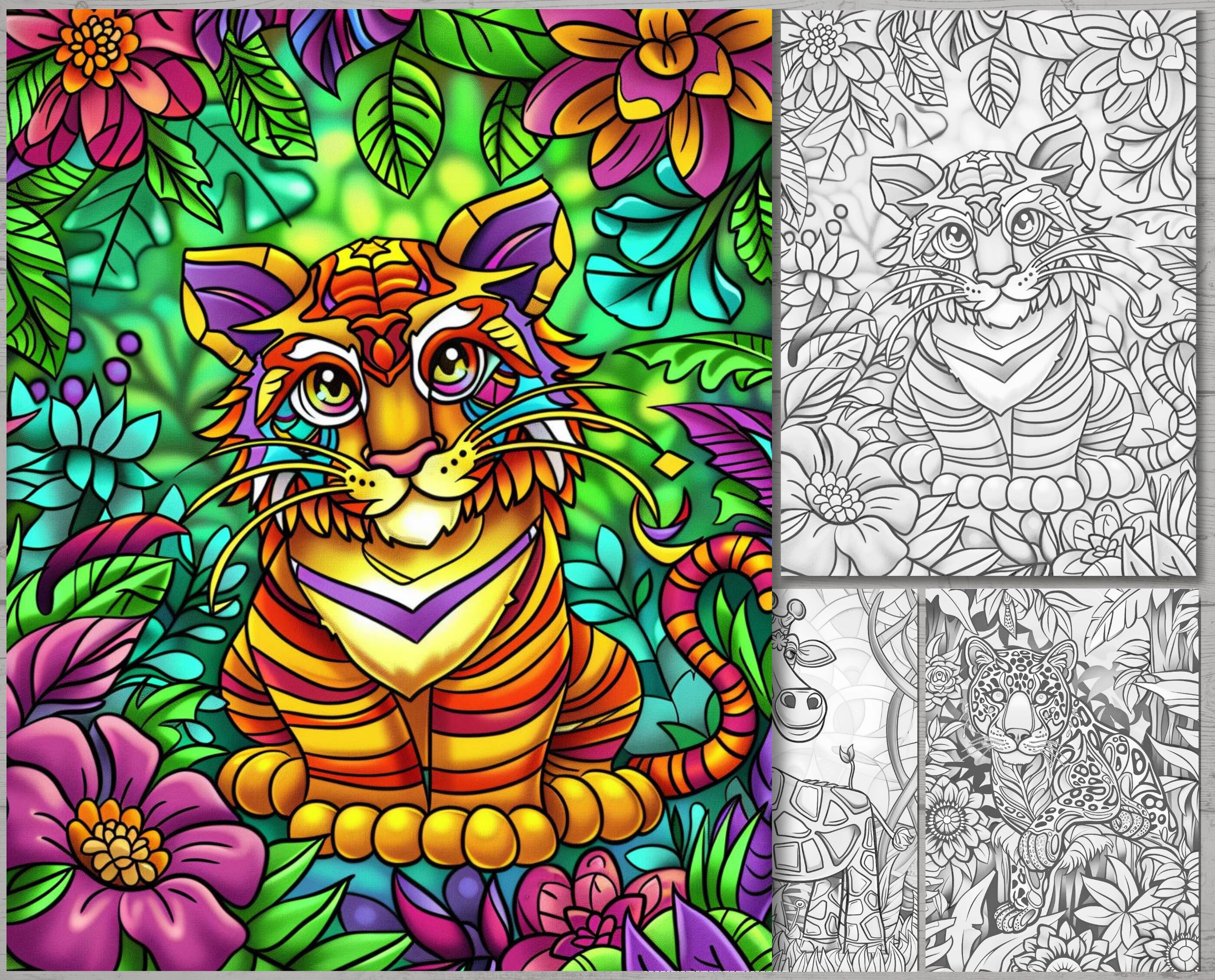Animals Mandala Coloring Book: Full Color & Grayscale (PDF Download) - Etsy