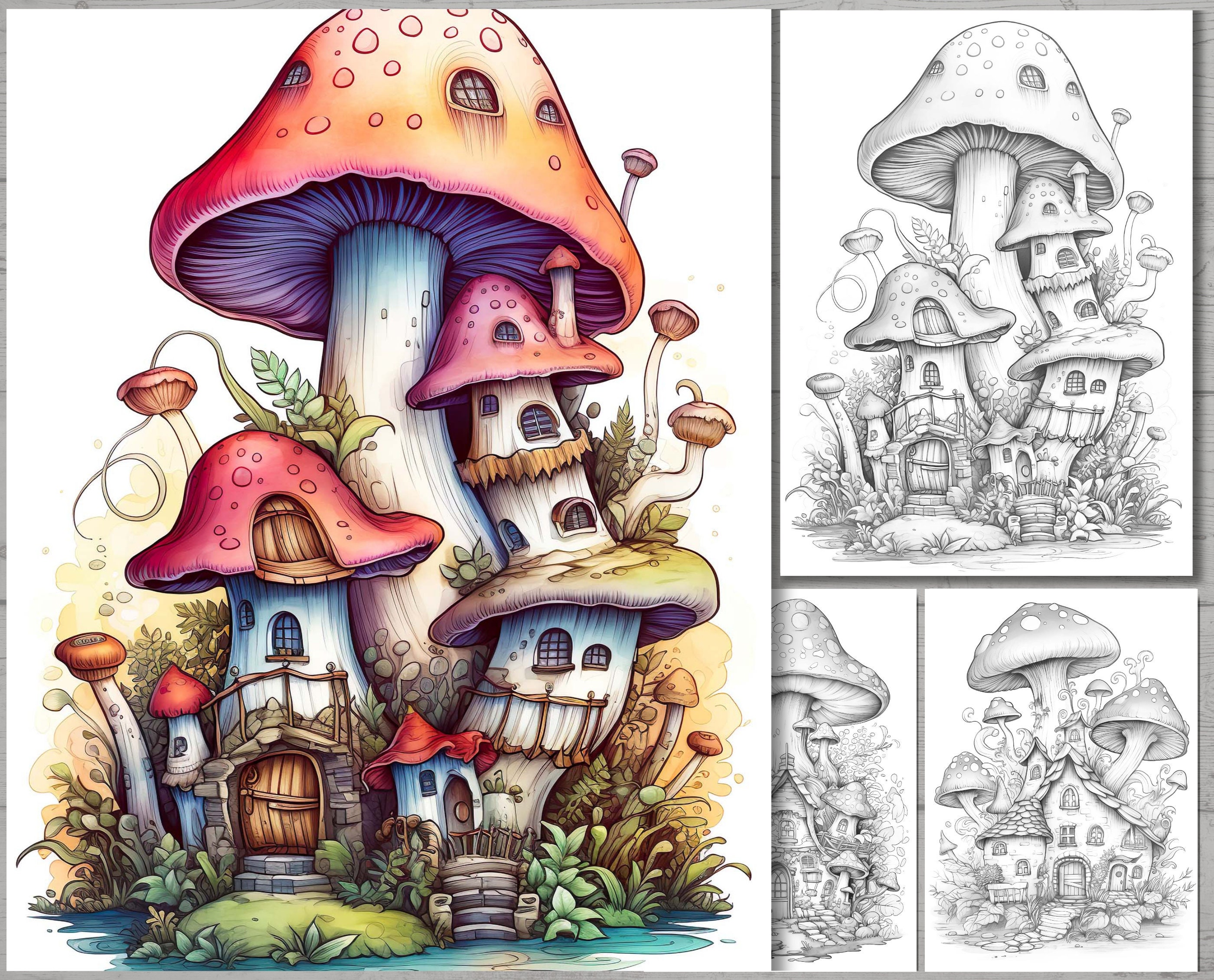 Mushroom House Coloring Book: Fantasy Fairy Houses (printable PDF) - Etsy