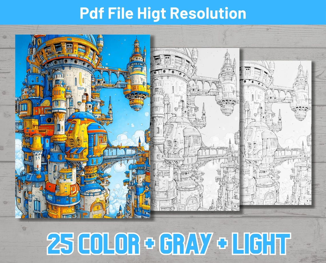 Futuristic City Coloring Pages, Printable Sci-fi Cityscapes, Fantasy ...