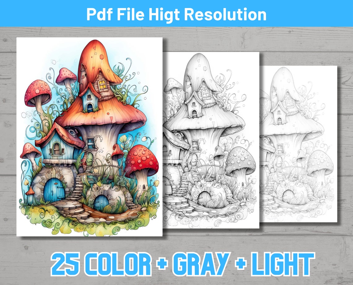 Mushroom House Coloring Book: Fantasy Fairy Houses (printable PDF) - Etsy