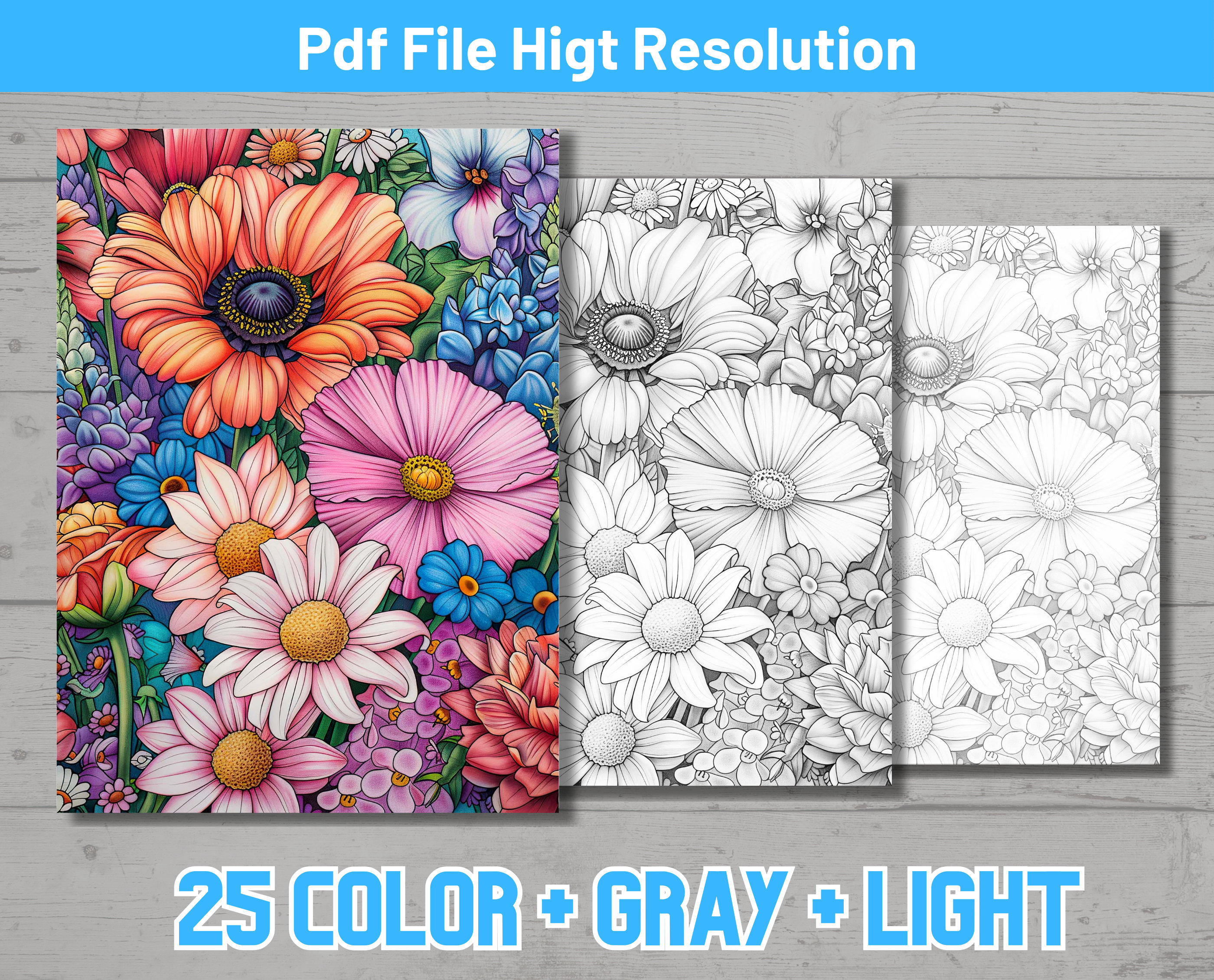 Full Color Flowers Mandala Coloring Book, Adult and Kids Flower ...