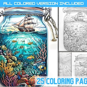 Sea in a Jar Coloring Book: Nautical Marine Life (PDF Download) - Etsy