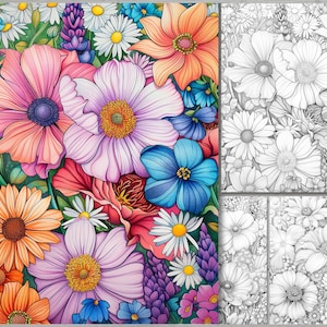 Full Color Flowers Mandala Coloring Book, Adult and Kids Flower ...