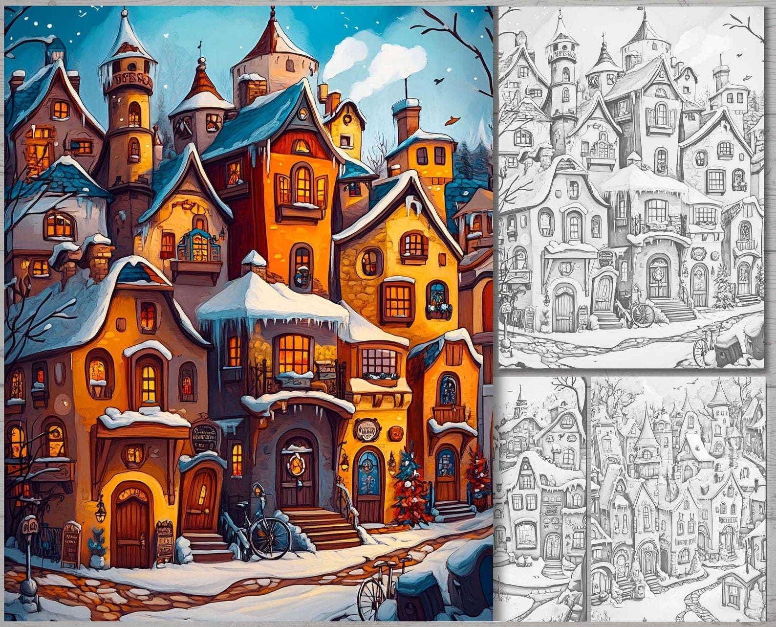 Winter Village Coloring Book: 25 Festive Christmas City Pages (PDF) - Etsy