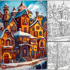 Winter Village Coloring Book: 25 Festive Christmas City Pages (PDF) - Etsy