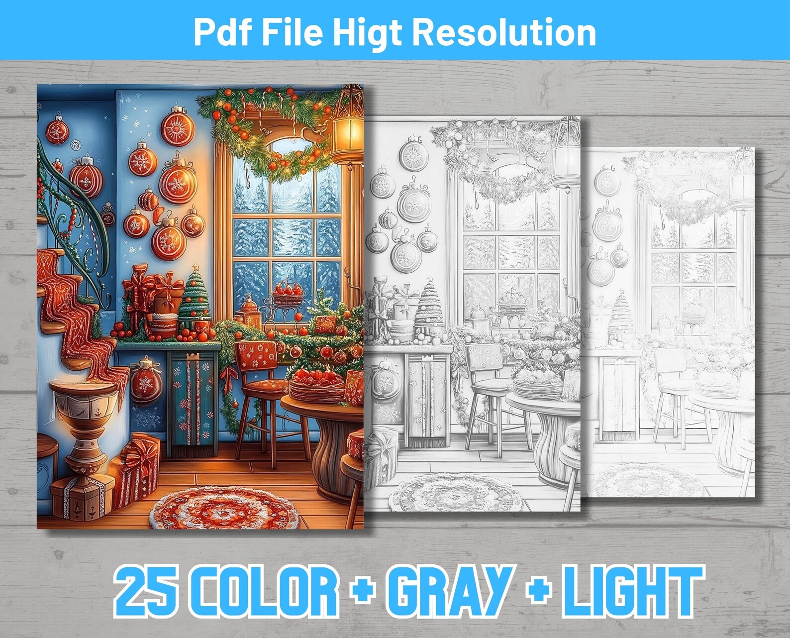 Christmas Interiors Coloring Book: Festive Holiday Homes (PDF Download ...