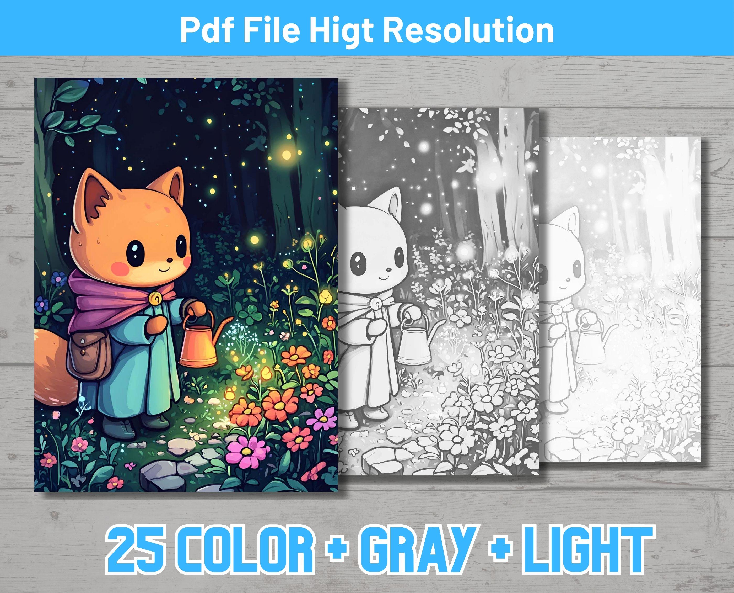 Cute Little Fox Coloring Book, Adorable Fairy Orange Fox Coloring Pages ...