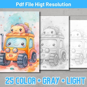 Cute Construction Vehicle Coloring Book, Amusing Kids Adult Build Truck ...