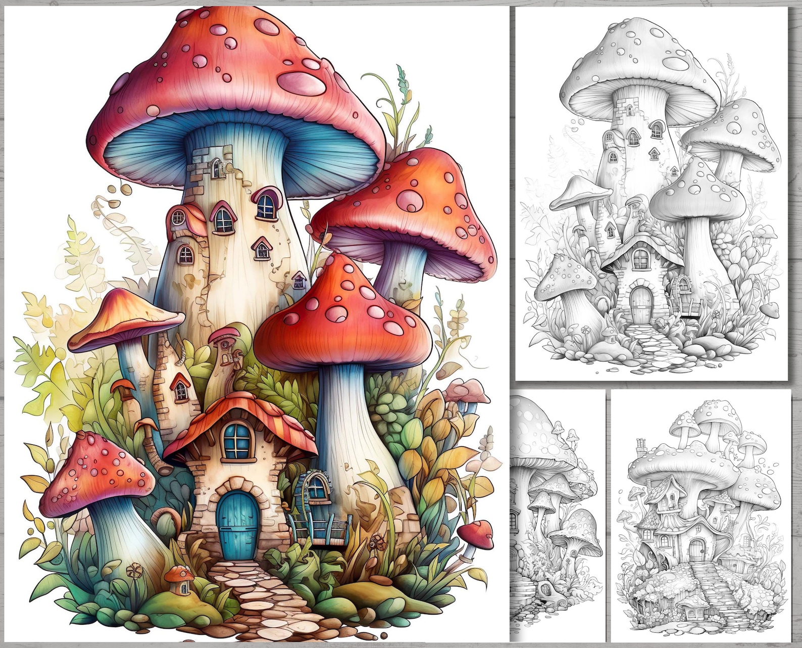 Mushroom House Coloring Book: Fantasy Fairy Houses (printable PDF) - Etsy